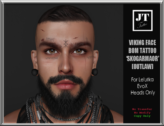 Second Life Marketplace - [JT] Viking Face Tattoo 'Skogarmaor' (Outlaw ...